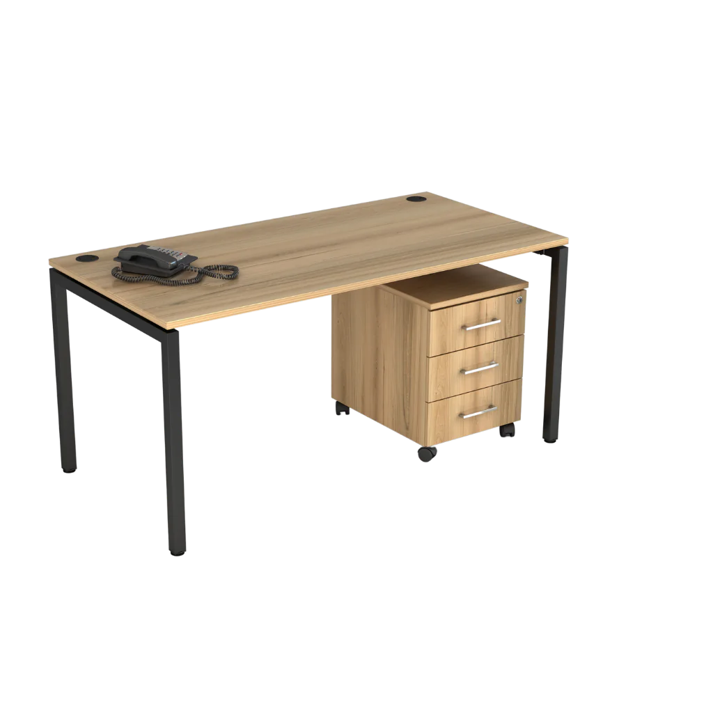 Activity Sahara Medium Single Bench Desk and Mobile 3 Drawer Pedestal