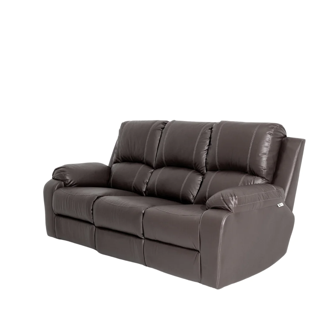 Lyla Embossed Brown 3 Division Static Leather Look Couch