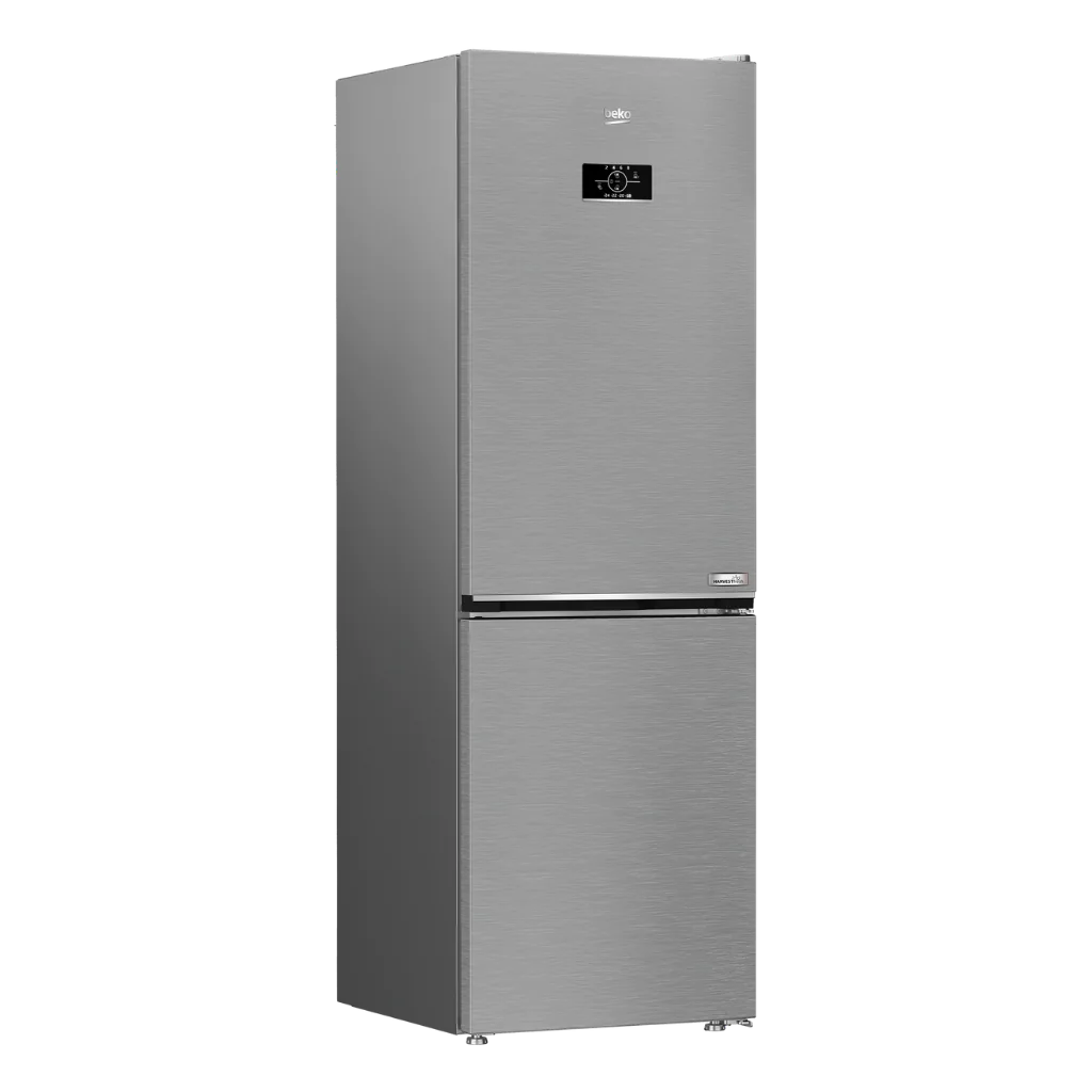 Beko 316L Brushed Silver Frost Free Combi Fridge/Freezer Angle