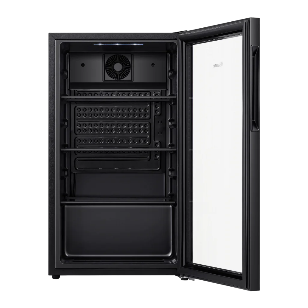 Hisense 91L Black Beverage Cooler Open