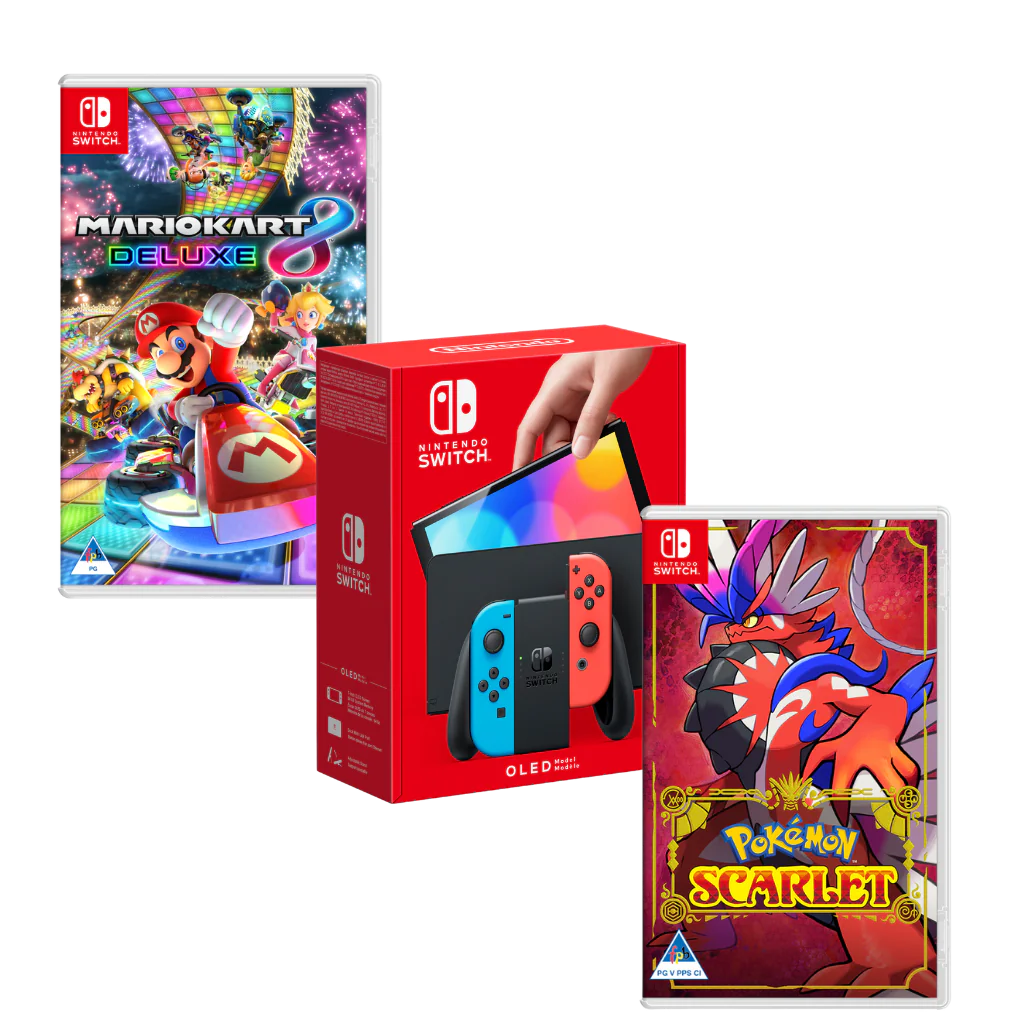 Nintendo Switch OLED Red/Blue Bundle