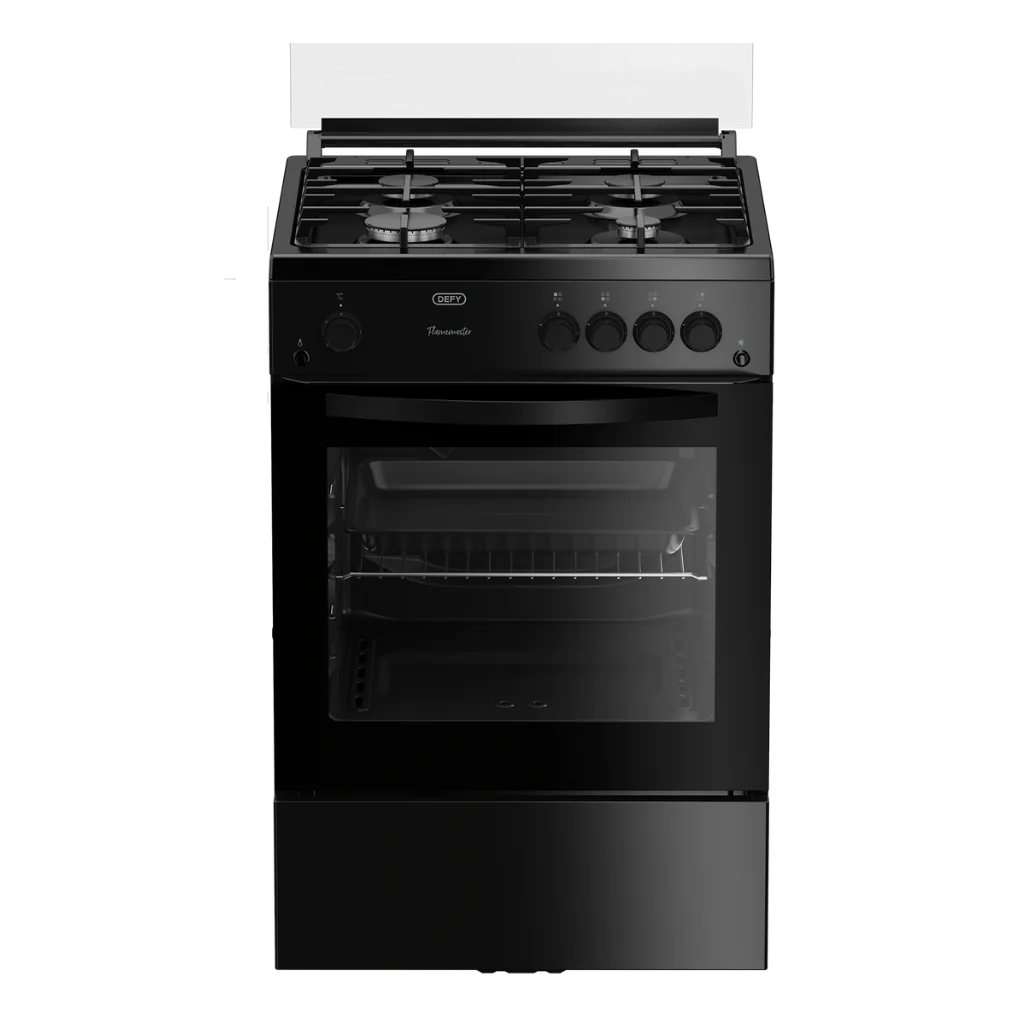 Defy 60cm Black FlameMaster Gas Hob Gas Oven Front defy-60cm-black-flamemaster-gas-hob-gas-oven-front