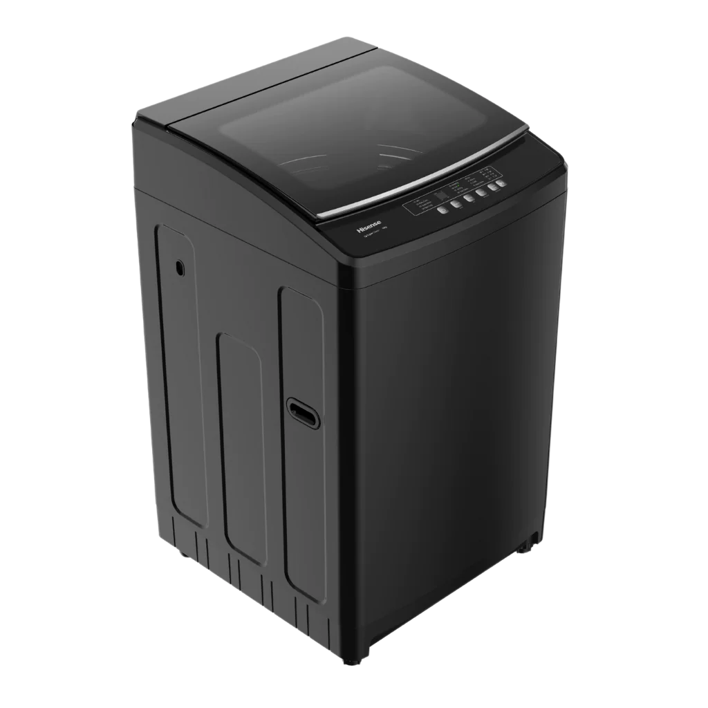 Hisense 16kg Premium Black Top Loader Washing Machine Angle